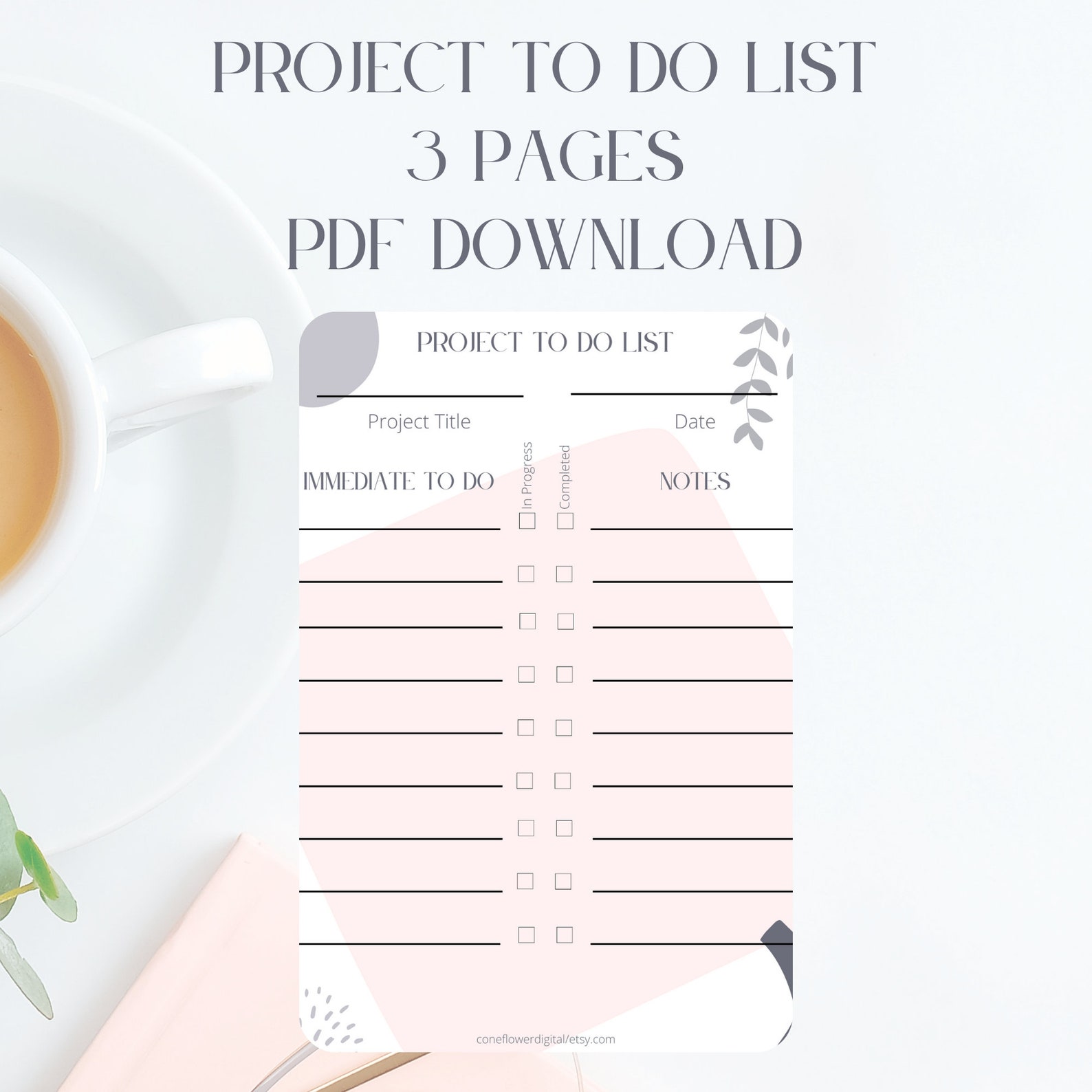 Project to Do List Printable Project Planner Checklist - Etsy