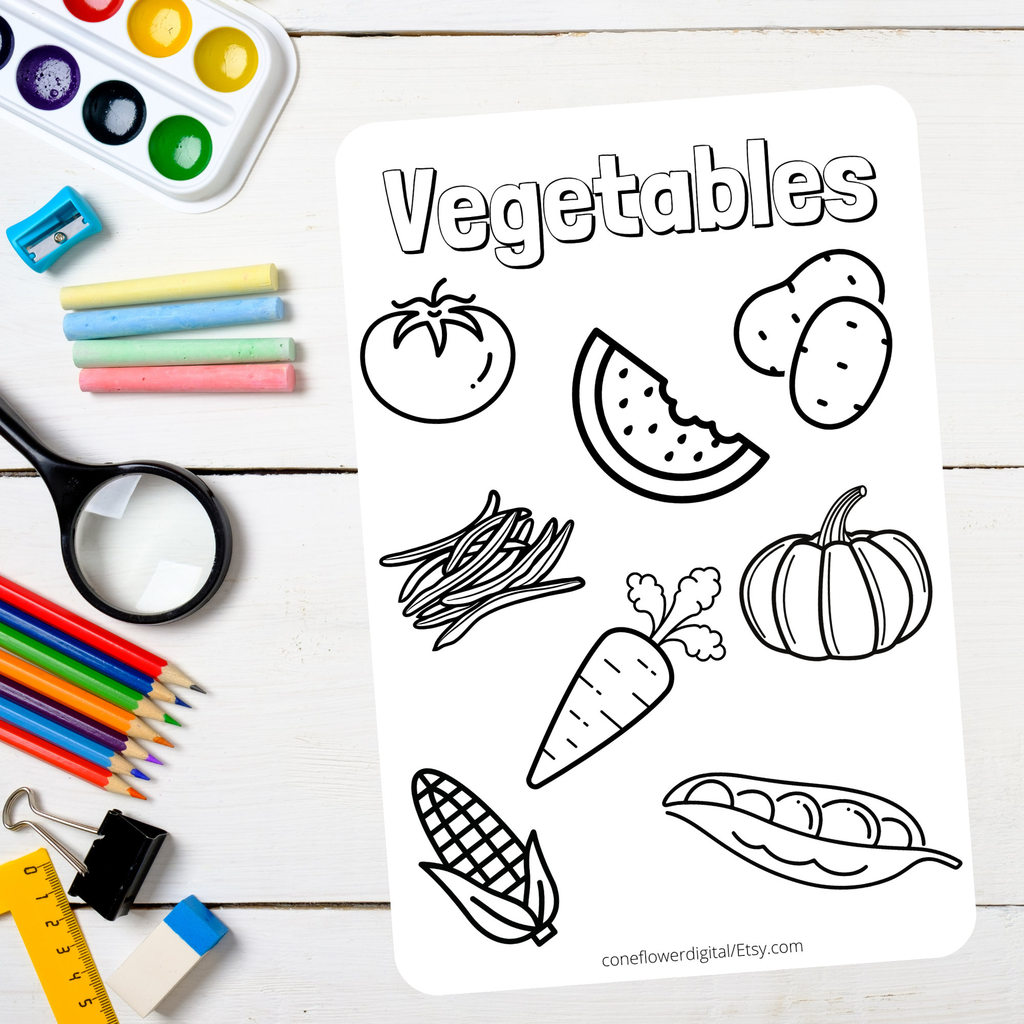 Vegetable Coloring Sheet Vegetable Pdf Printable Vegetable Coloring ...