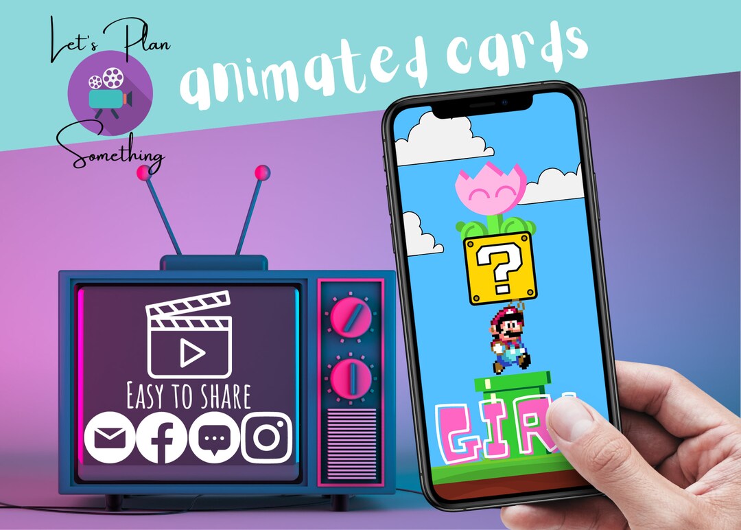 Its A GIRL Mario Gender Reveal Video Announcement, Animated Super Mario ...