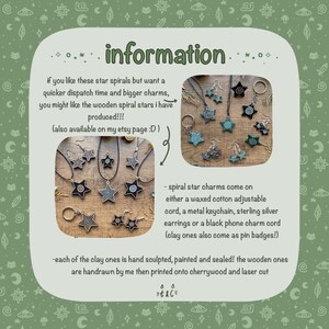 Spiral Star Clay Charm Necklaces, Earrings, Keyrings, Phone Charms and ...