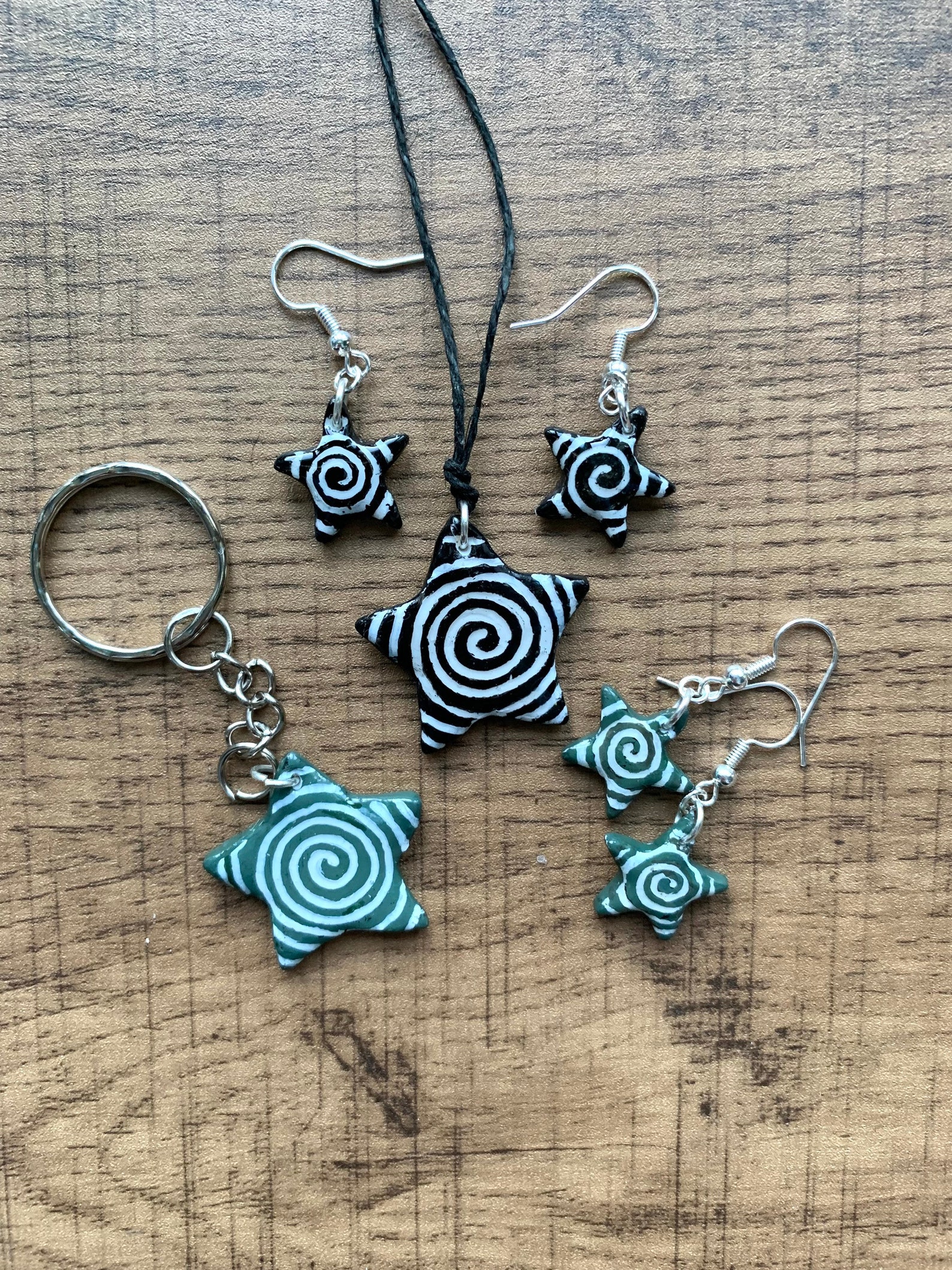 Spiral Star Clay Charm Necklaces Earrings Keyrings Phone - Etsy UK
