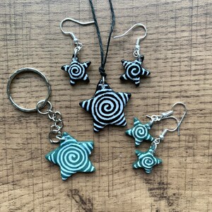 Spiral Star Clay Charm Necklaces, Earrings, Keyrings, Phone Charms and ...
