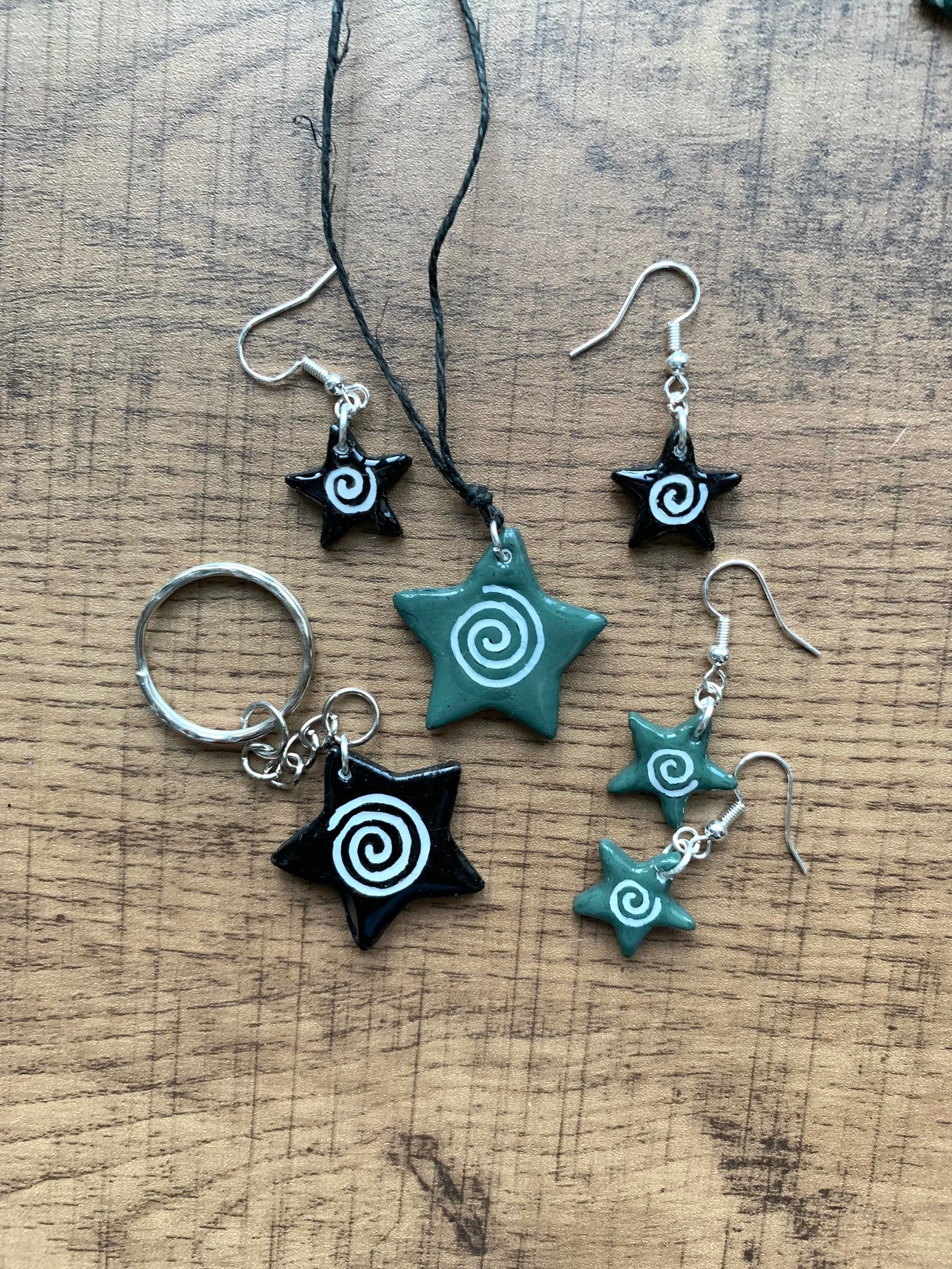 Spiral Star Clay Charm Necklaces Earrings Keyrings Phone - Etsy UK