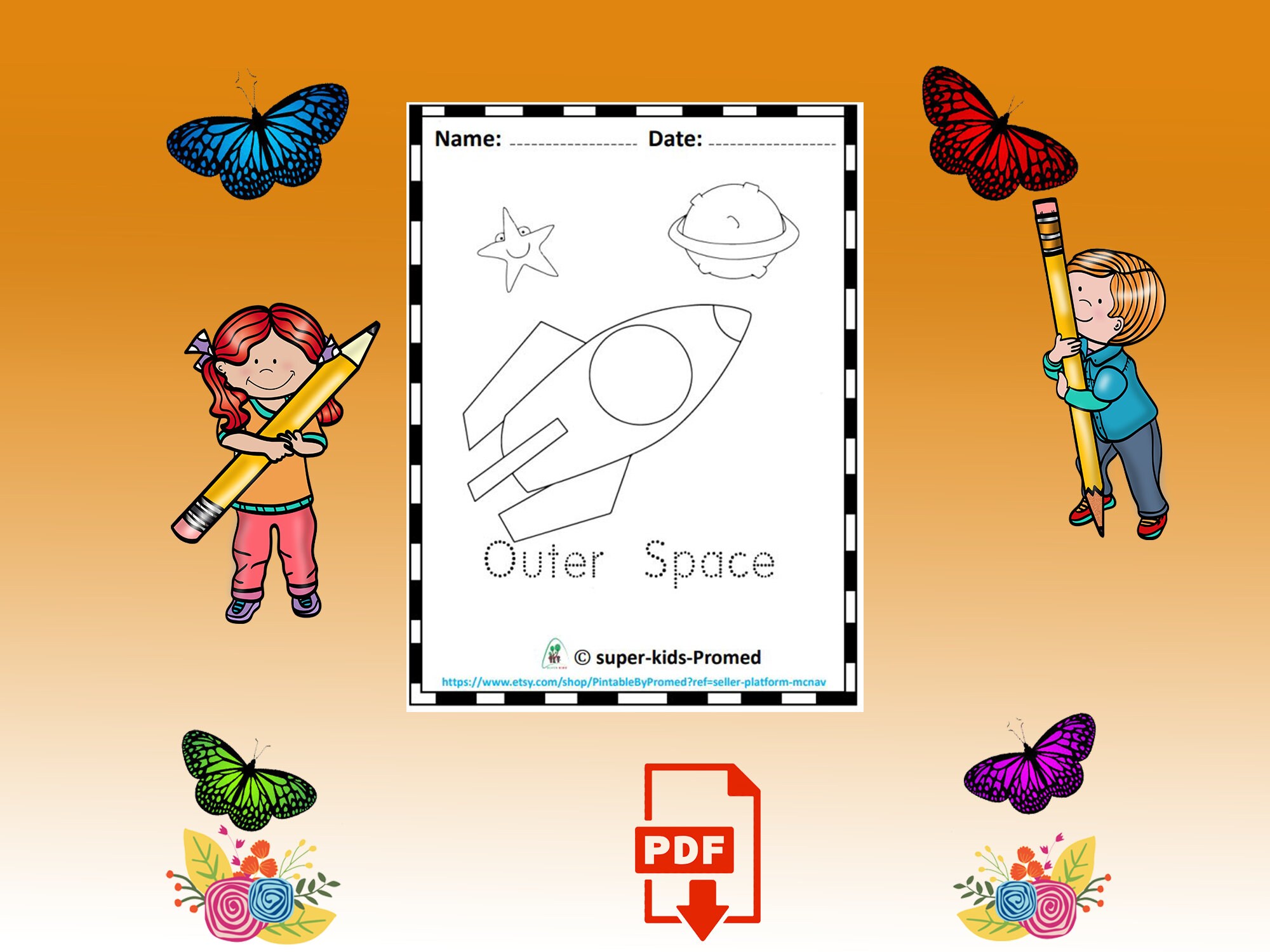 Editable Coloring Page Outer Space Birthday Party Activity Game ...