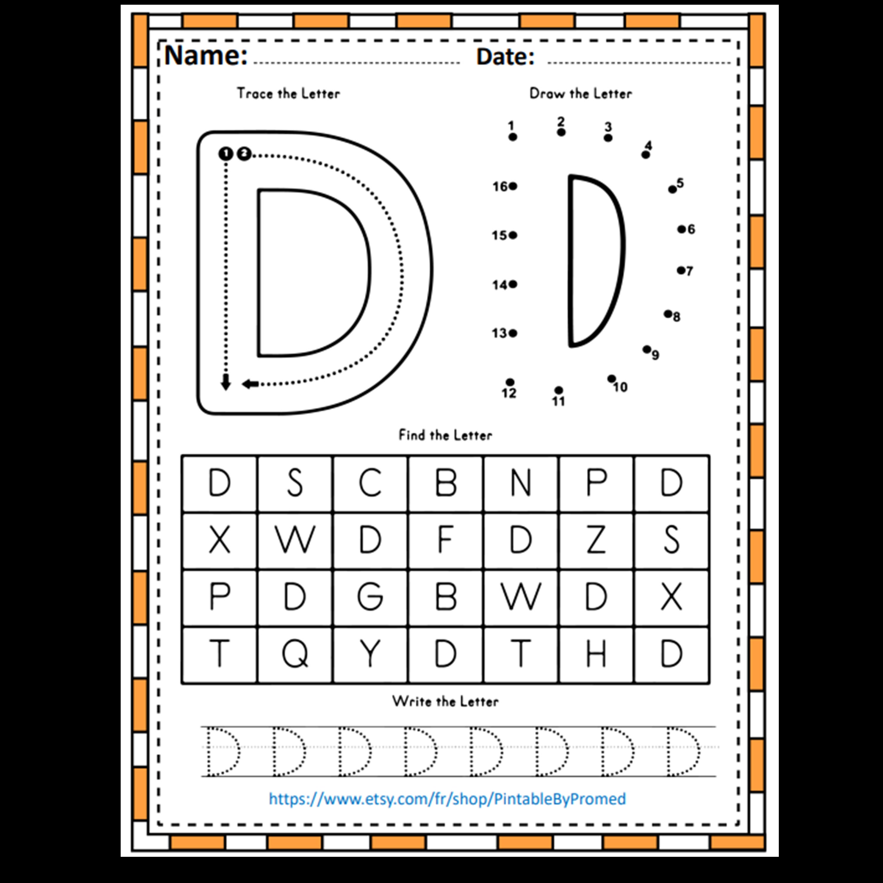 Alphabet Worksheets Printable Tracing Coloring Homeschool Teacher Kids ...