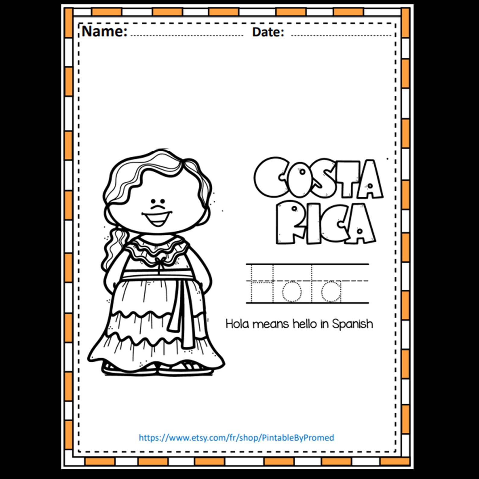 Costa Rica Coloring Pages – Read, Color, and Learn - Etsy