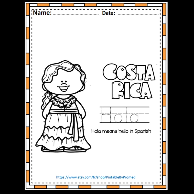Costa Rica Coloring Pages – Read, Color, and Learn - Etsy