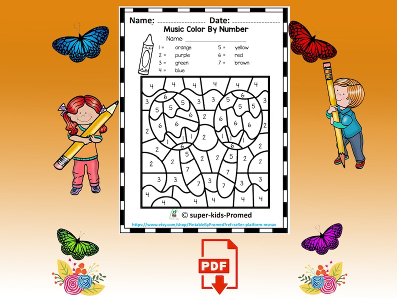 Music Color by Number Printable Worksheets,winter Color by Number ...