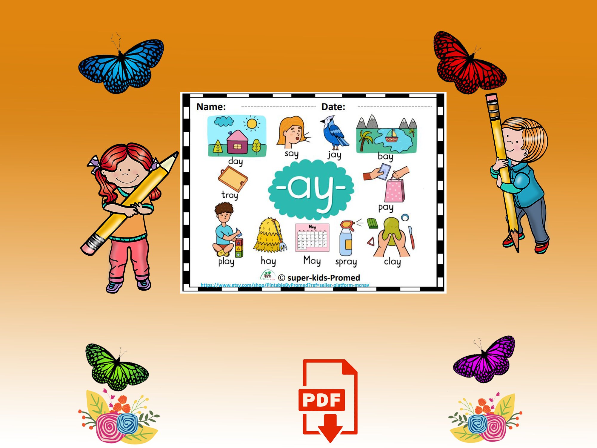 Digraph Posters Colored,printable Digraphs Dab It Worksheets ...