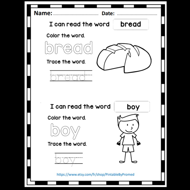 Dolch Nouns Booklet 49 Page,printable Dolch Pre-primer Sight Word ...