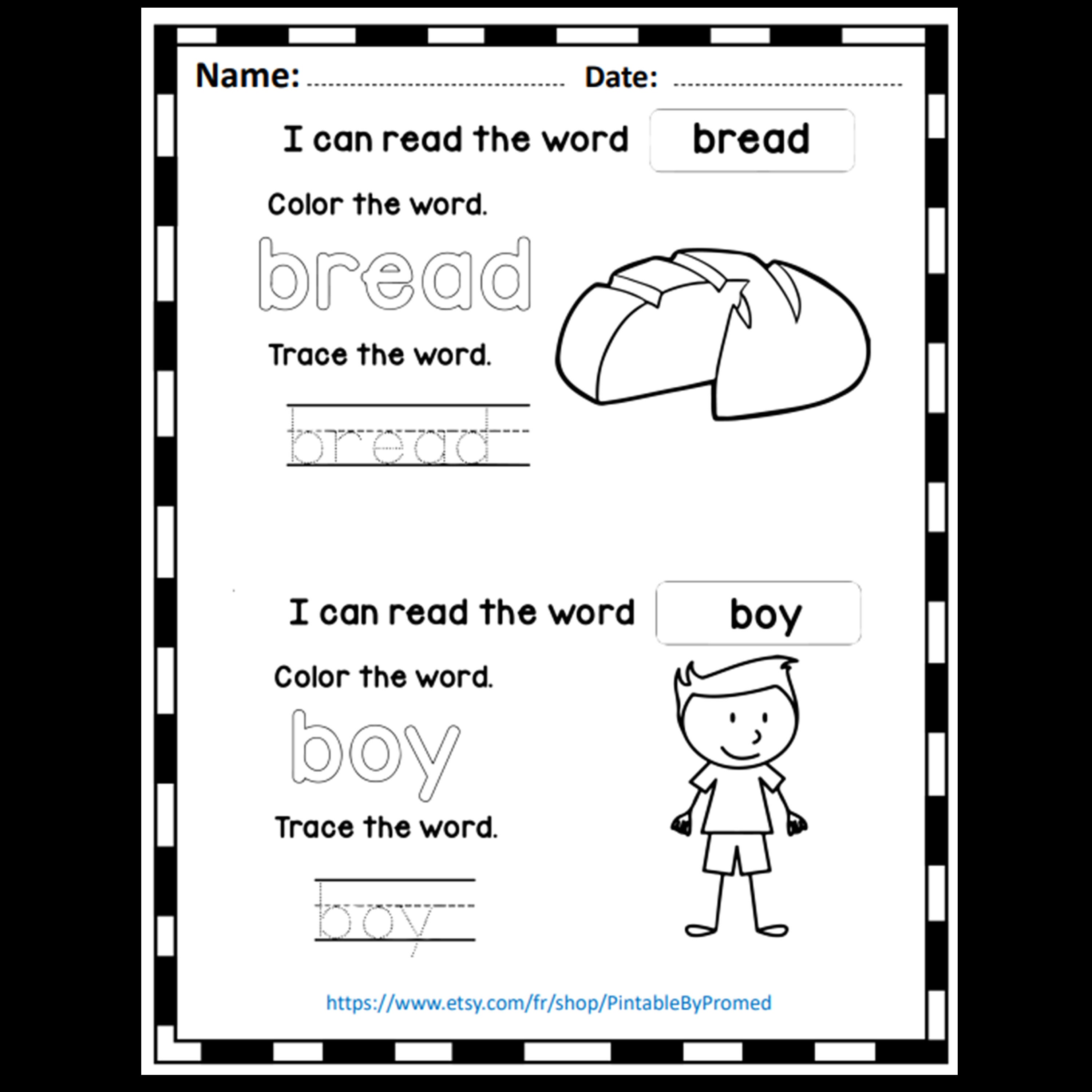 Dolch Nouns Booklet 49 Page,printable Dolch Pre-primer Sight Word ...
