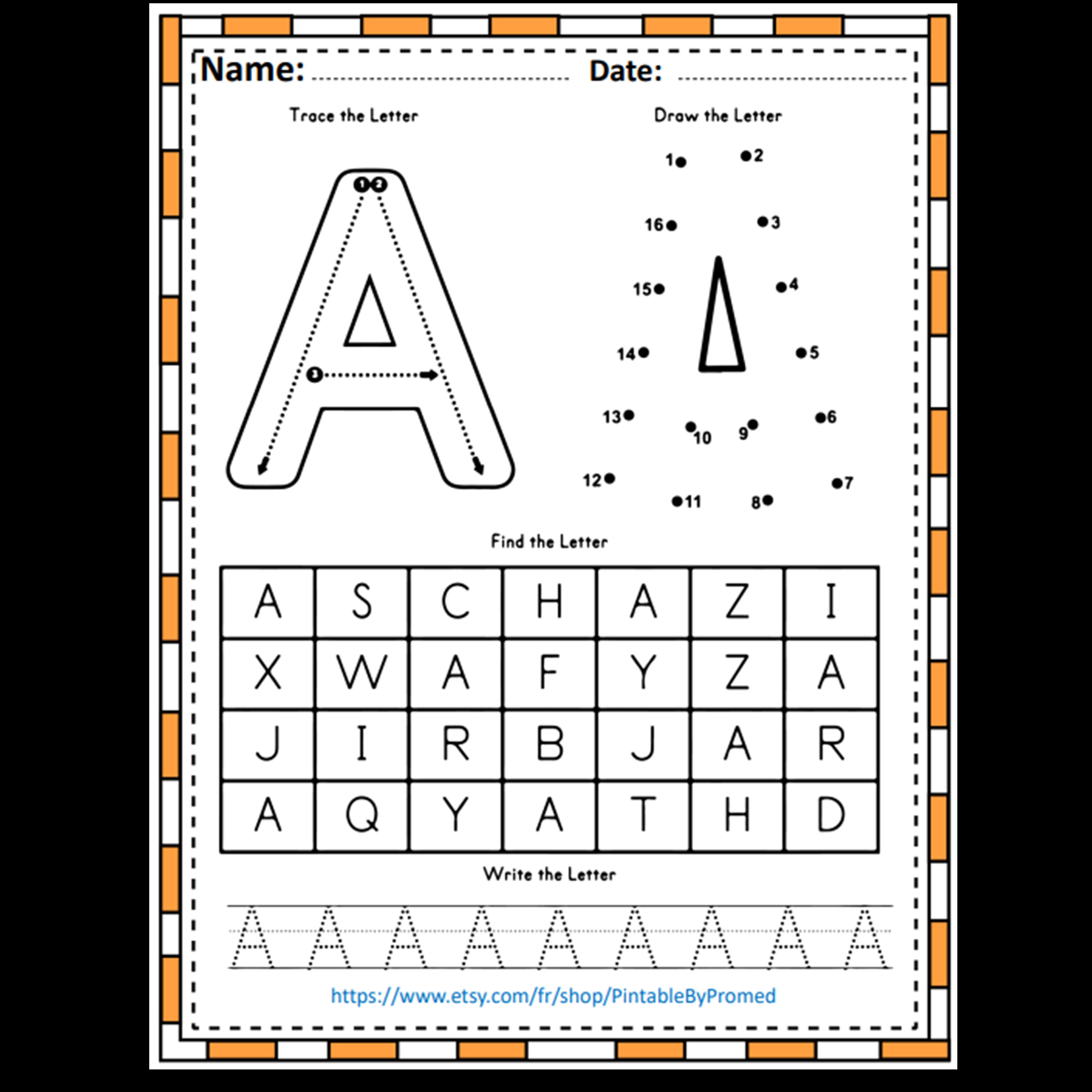 Alphabet Worksheets Printable Tracing Coloring Homeschool Teacher Kids ...