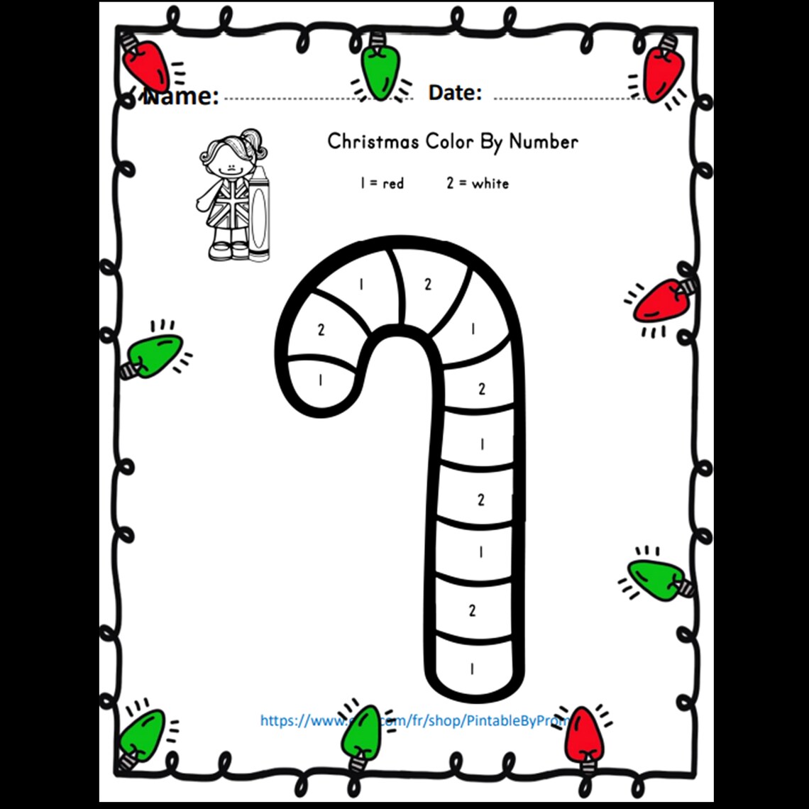 Christmas Color by Number Printable PDF Holiday Coloring Sheets Xmas ...
