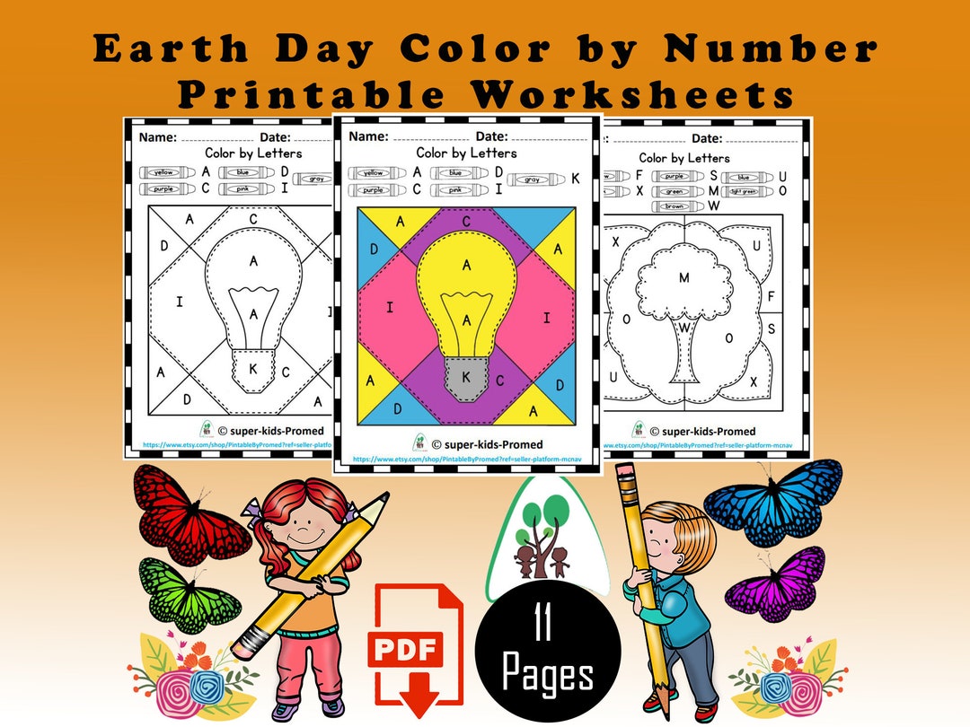 Earth Day Color by Number color by Letter,spring Color by Number ...