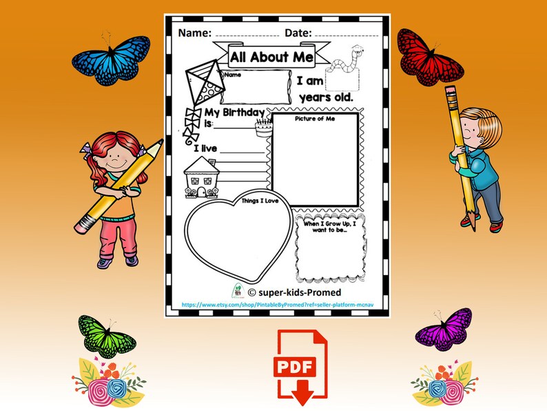 All About Me Preschool Printable Worksheets - Etsy