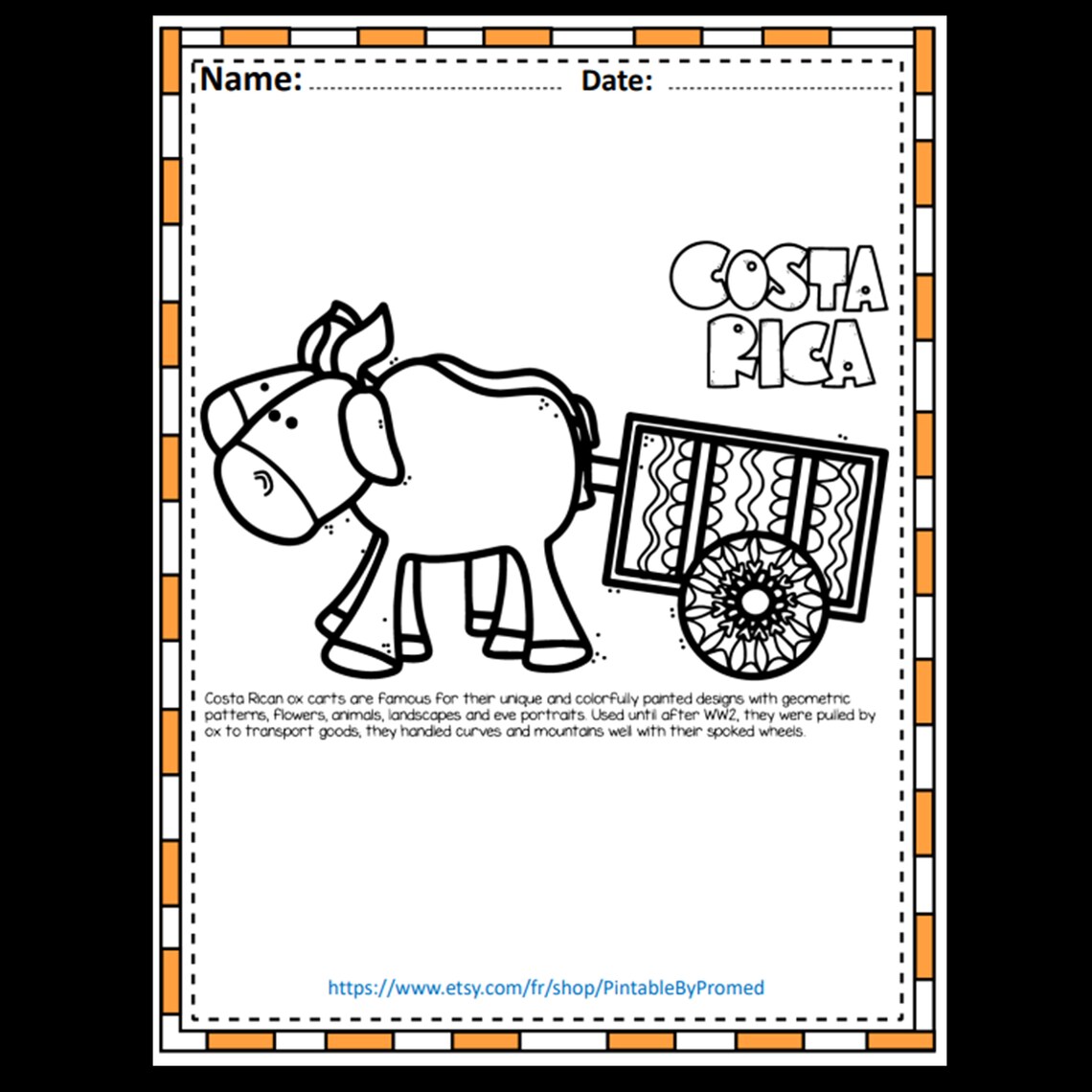 Costa Rica Coloring Pages – Read, Color, and Learn - Etsy