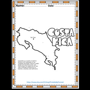 Costa Rica Coloring Pages – Read, Color, and Learn - Etsy