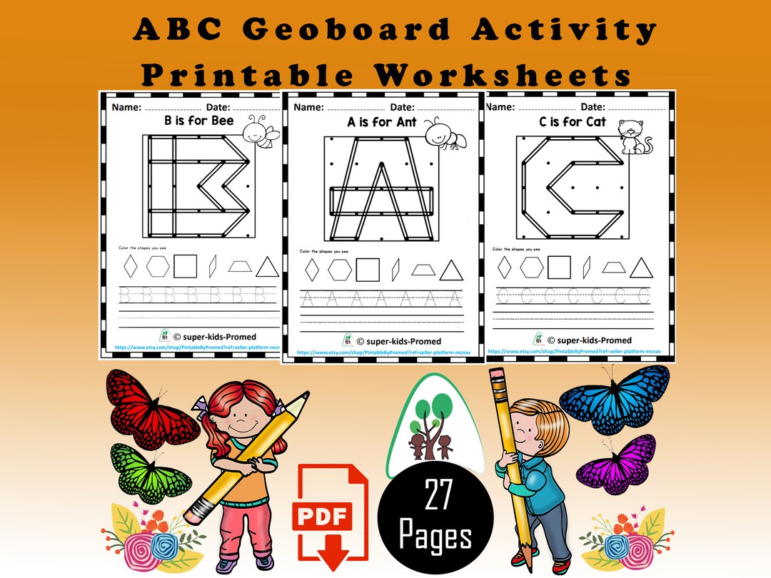 ABC Printable Geoboard Worksheets Activity,alphabet Worksheets ...