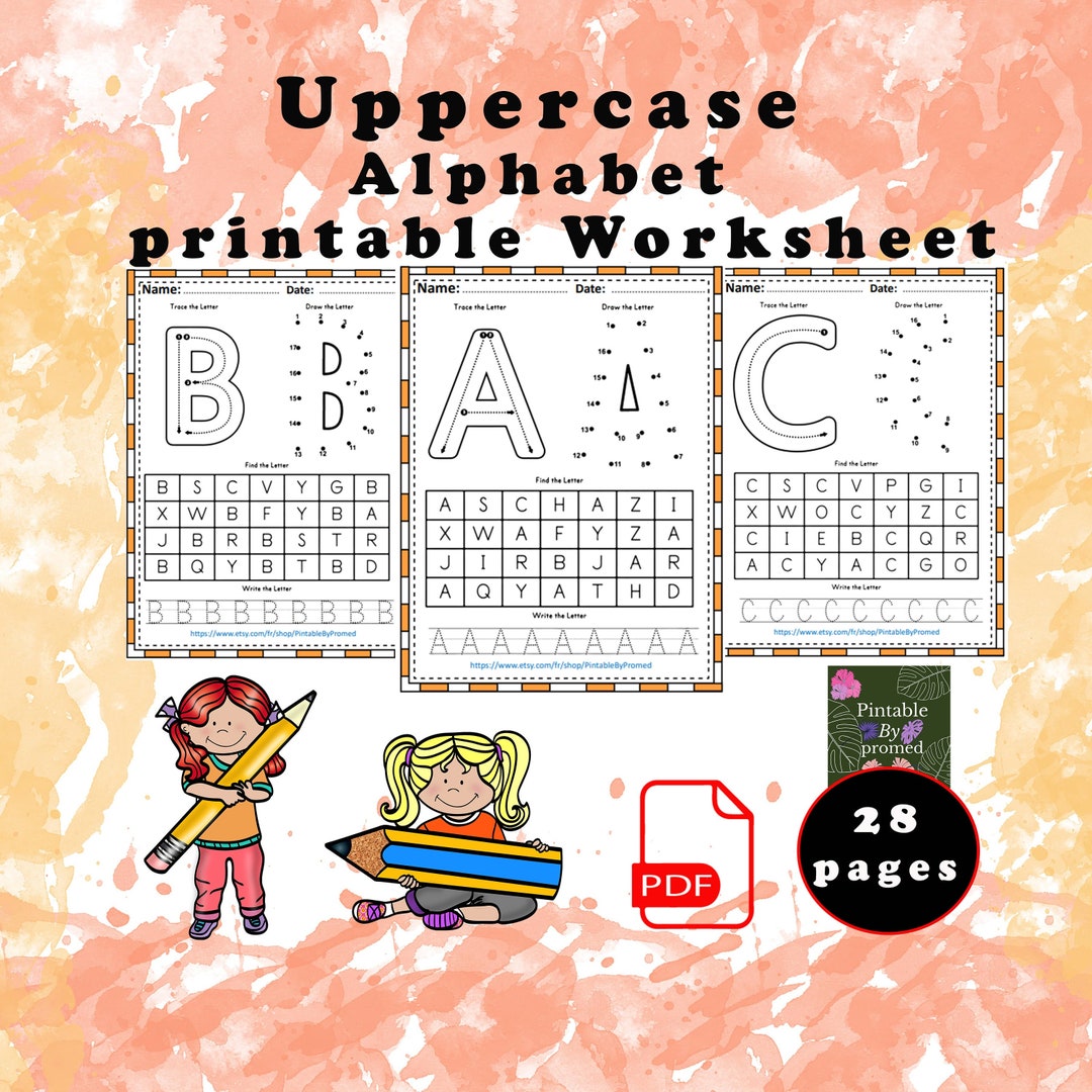 Alphabet Worksheets Printable Tracing Coloring Homeschool Teacher Kids ...