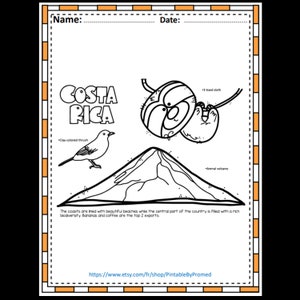 Costa Rica Coloring Pages – Read, Color, and Learn - Etsy