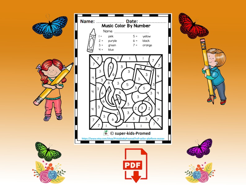Music Color by Number Printable Worksheetswinter Color by - Etsy