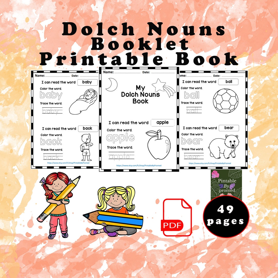 Dolch Nouns Booklet 49 Page,printable Dolch Pre-primer Sight Word ...