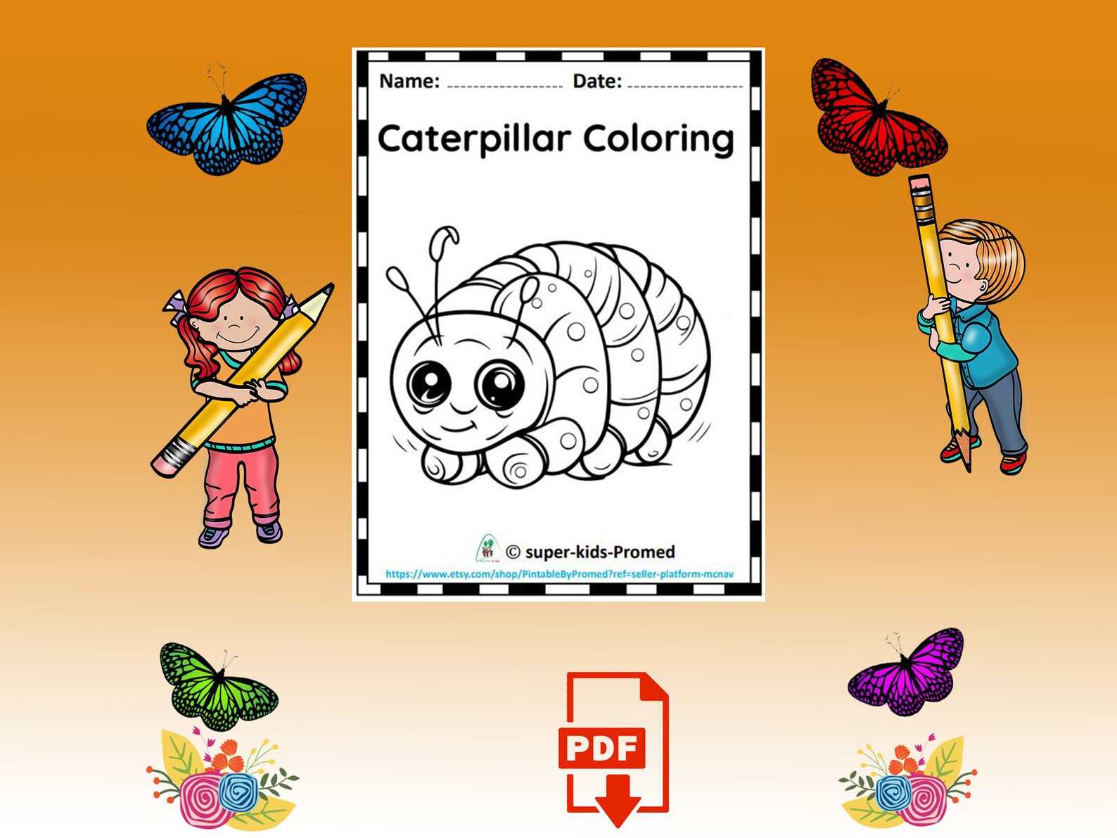Cute Caterpillar Coloring Pages for Kids - Etsy