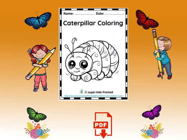 Cute Caterpillar Coloring Pages for Kids - Etsy
