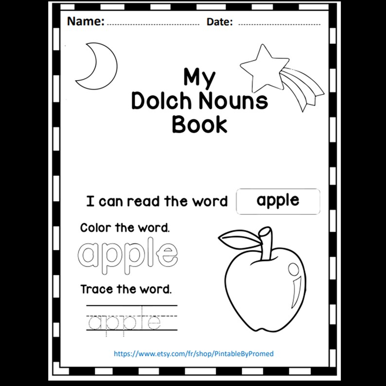 Dolch Nouns Booklet 49 Page,printable Dolch Pre-primer Sight Word ...