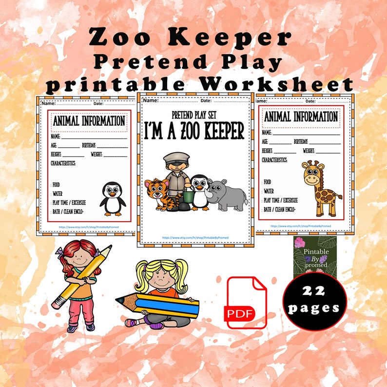 Zoo Keeper Pretend Play Printables: Dramatic Play (PDF) - Etsy