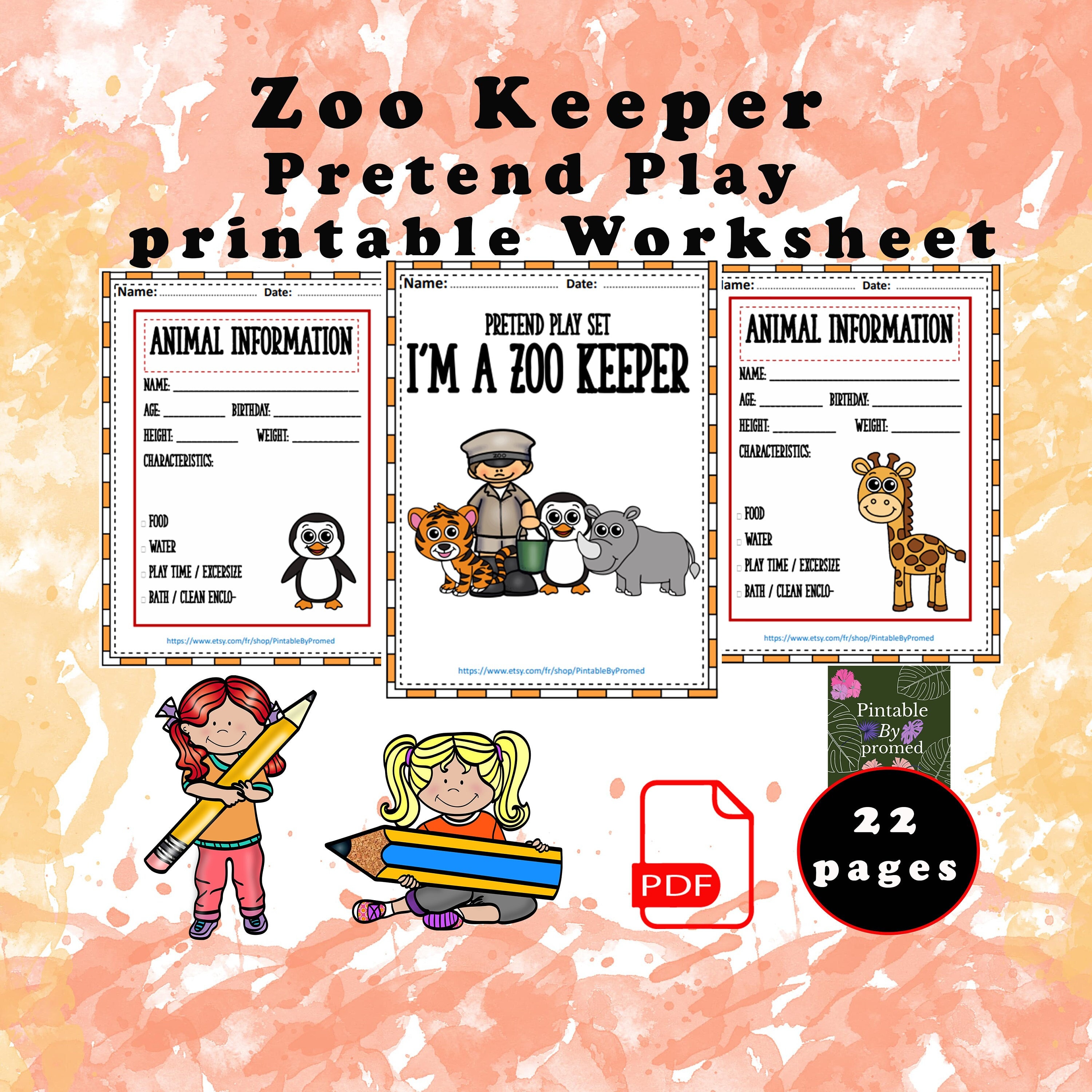 Zoo Keeper Pretend Play Printables For Dramatic Play For