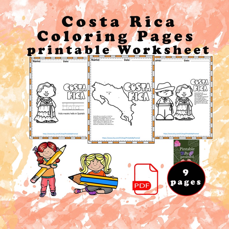Costa Rica Coloring Pages – Read, Color, and Learn - Etsy