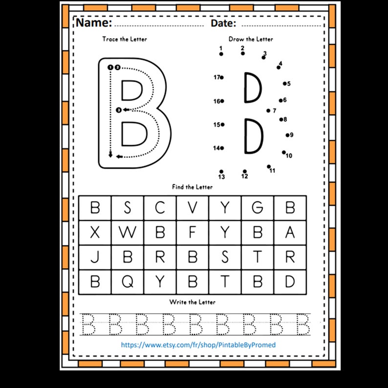 Alphabet Worksheets Printable Tracing Coloring Homeschool Teacher Kids ...