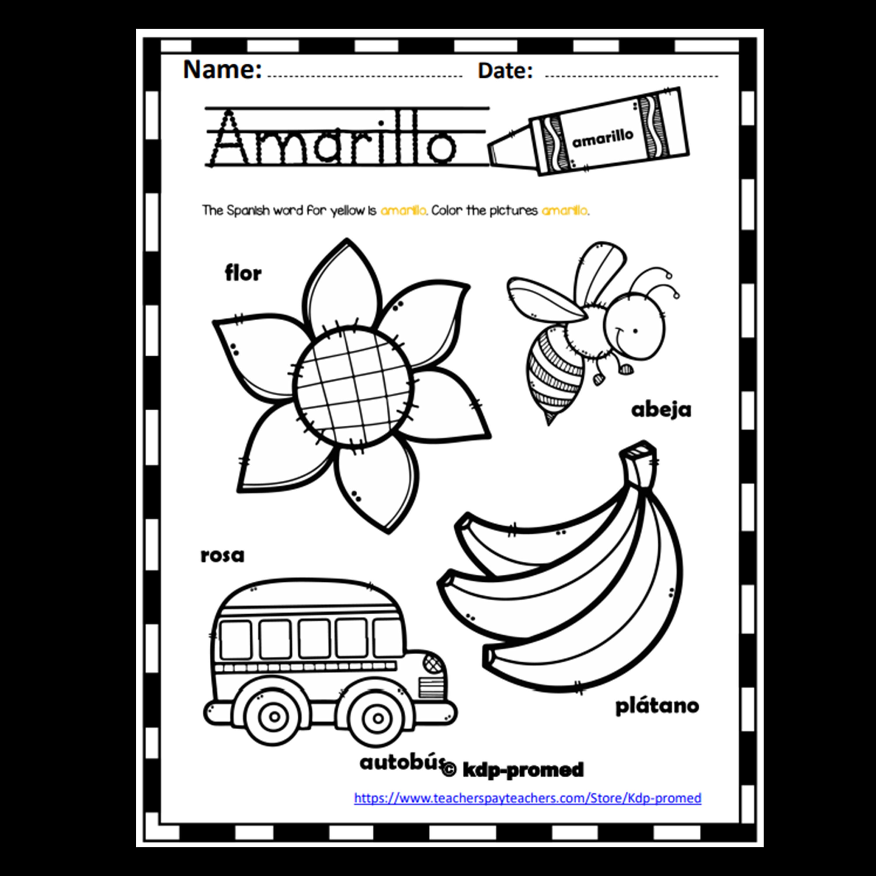 Printable Spanish Colors Worksheet For Kindergarten spanish Etsy Printable Spanish Colors Worksheet For Kindergarten spanish Etsy