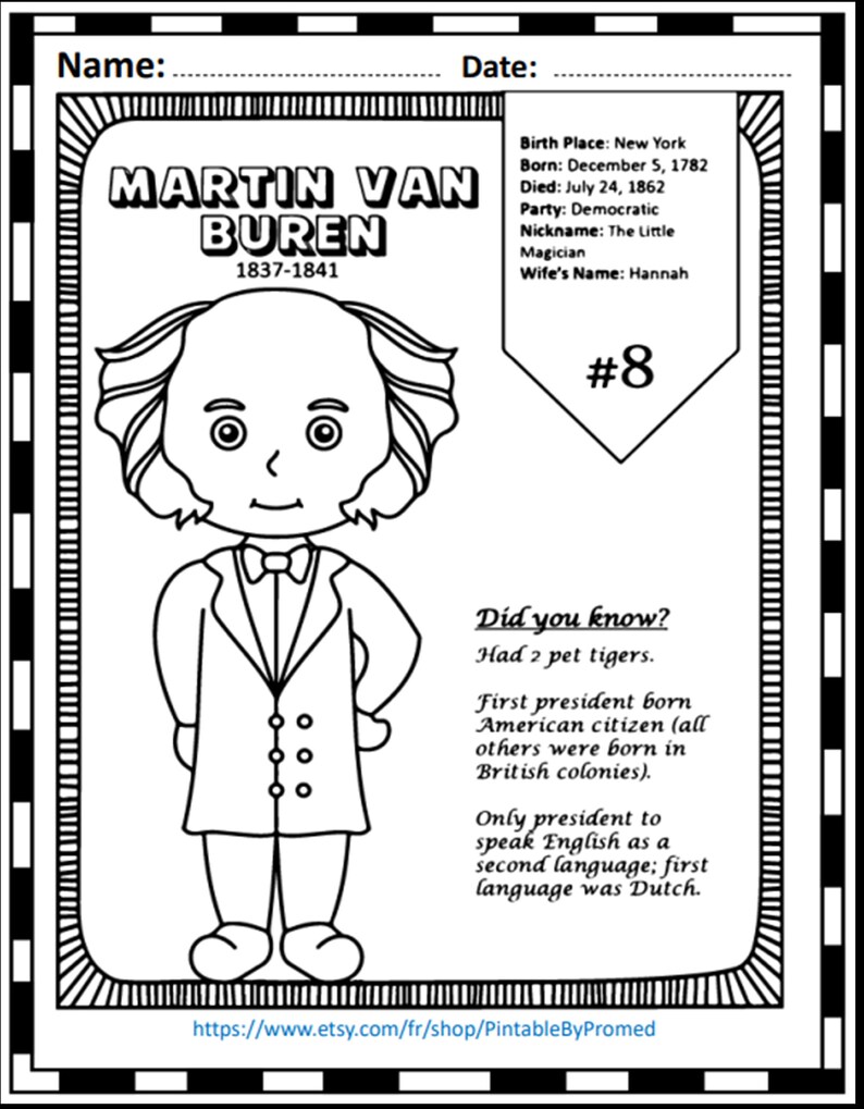 US PRESIDENTS Coloring Page Book Printables Homeschool - Etsy