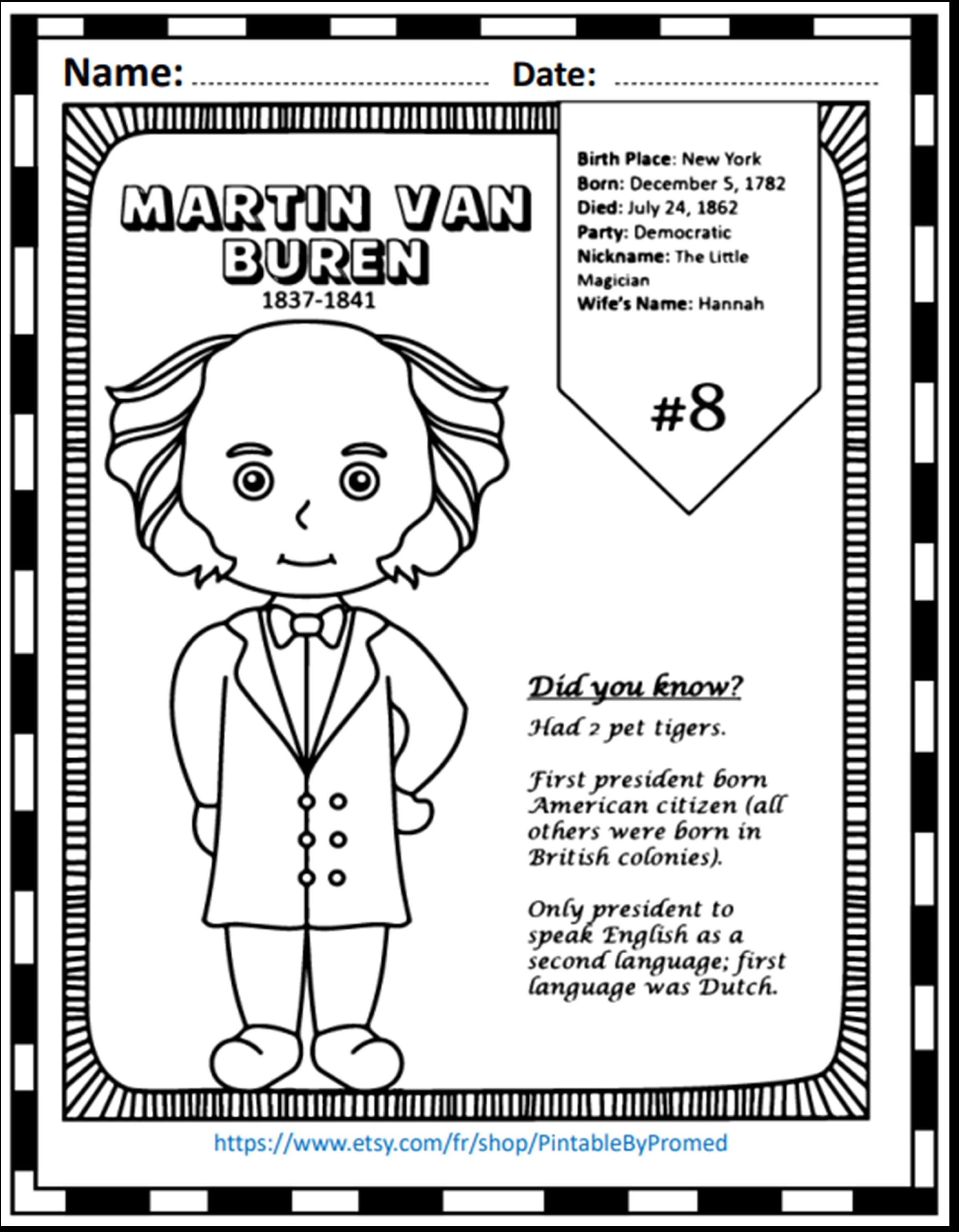 US PRESIDENTS Coloring Page Book Printables Homeschool - Etsy