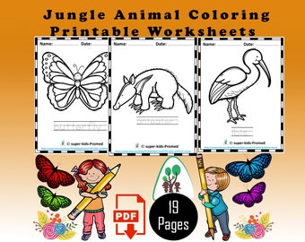 PRINTABLE Safari Coloring Pages. Kids Party Games, Jungle Birthday ...
