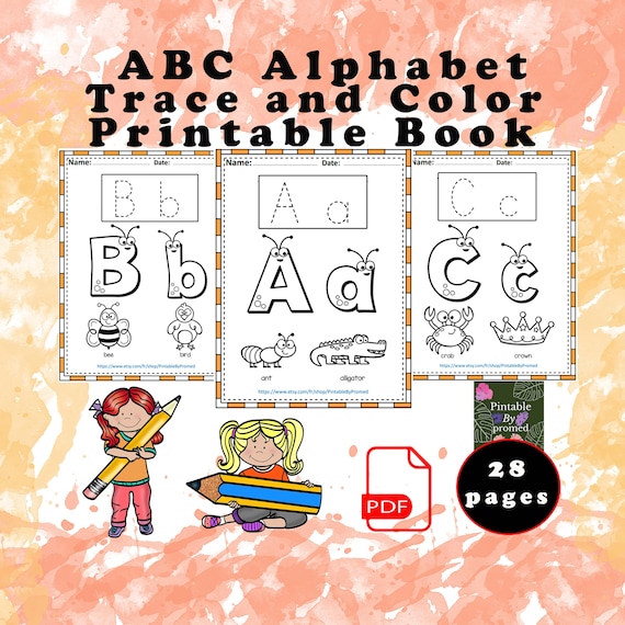 Alphabet Worksheets Printable Tracing Coloring - Etsy