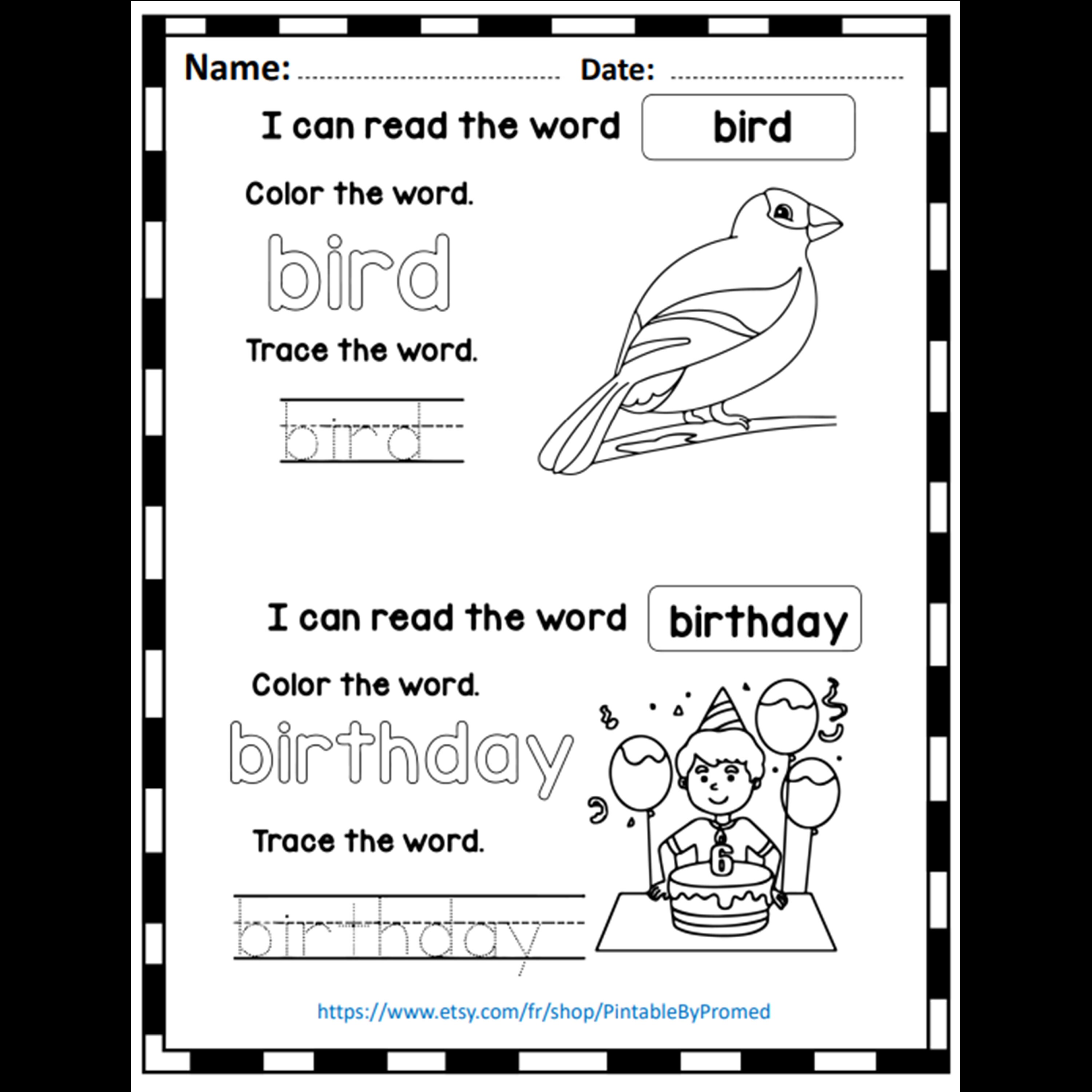 Dolch Nouns Booklet 49 Page,printable Dolch Pre-primer Sight Word ...