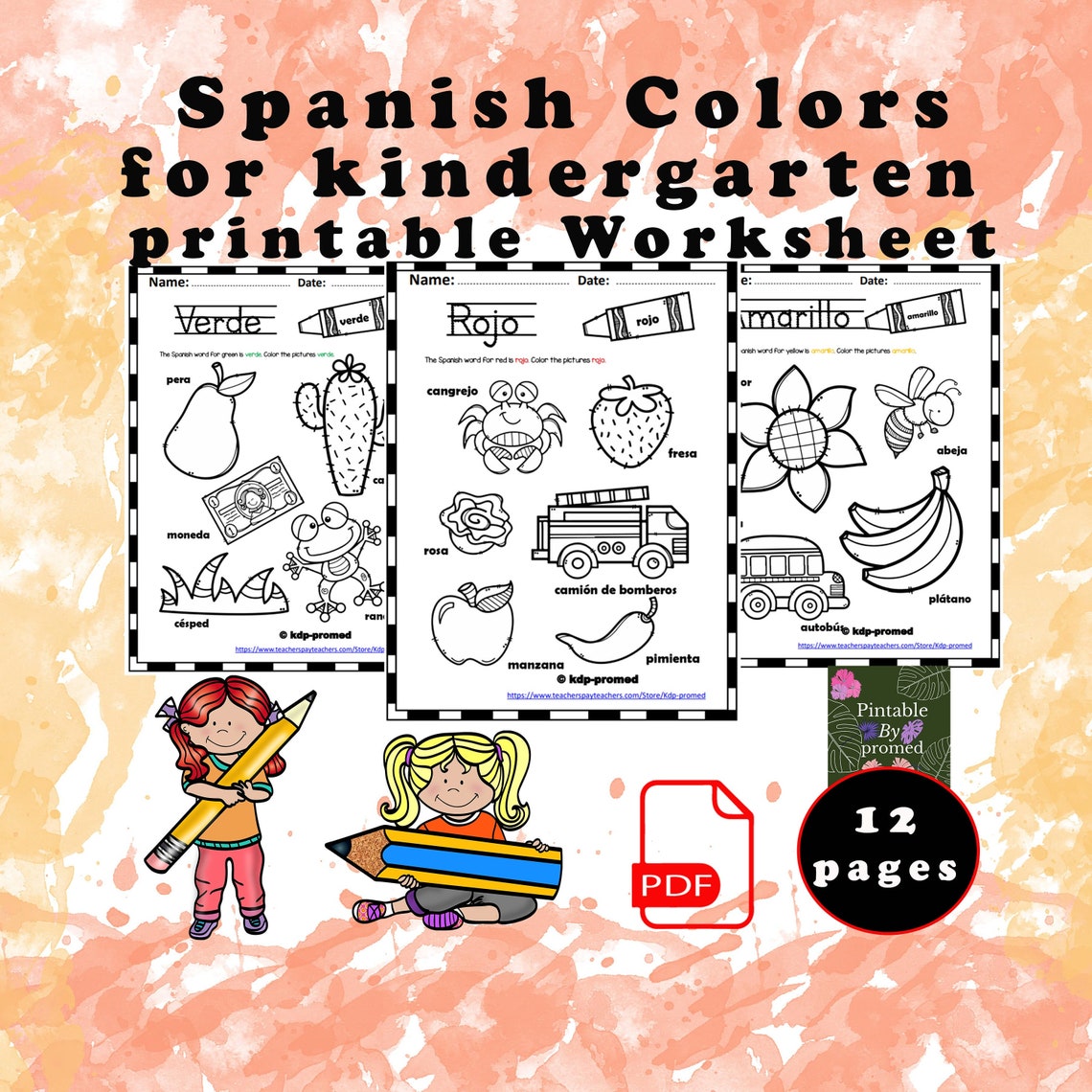 Printable Spanish Colors Worksheet for Kindergarten/spanish - Etsy