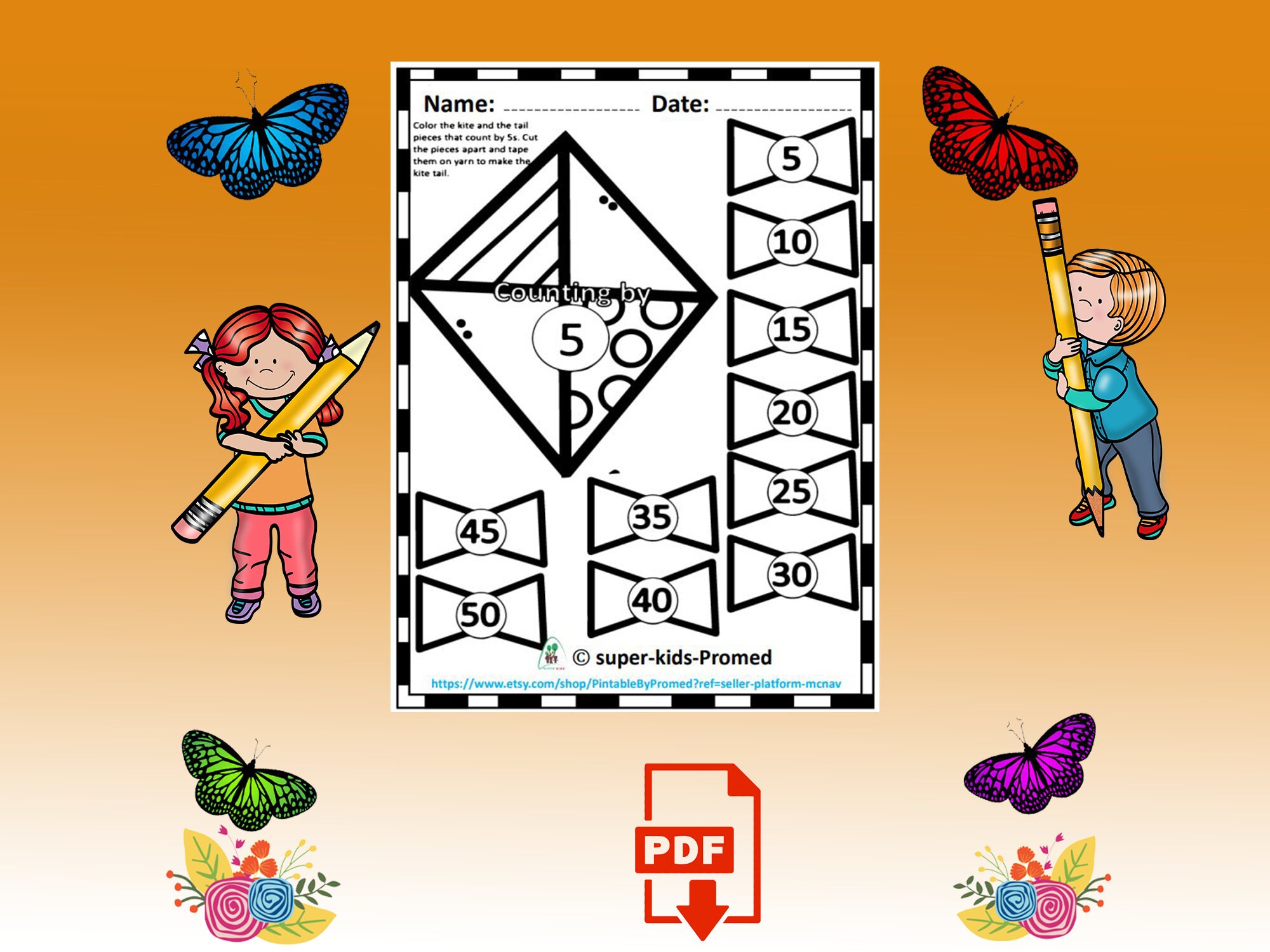 Spring Kite Kids Printable Craft Template, Creative Writing, Paper ...