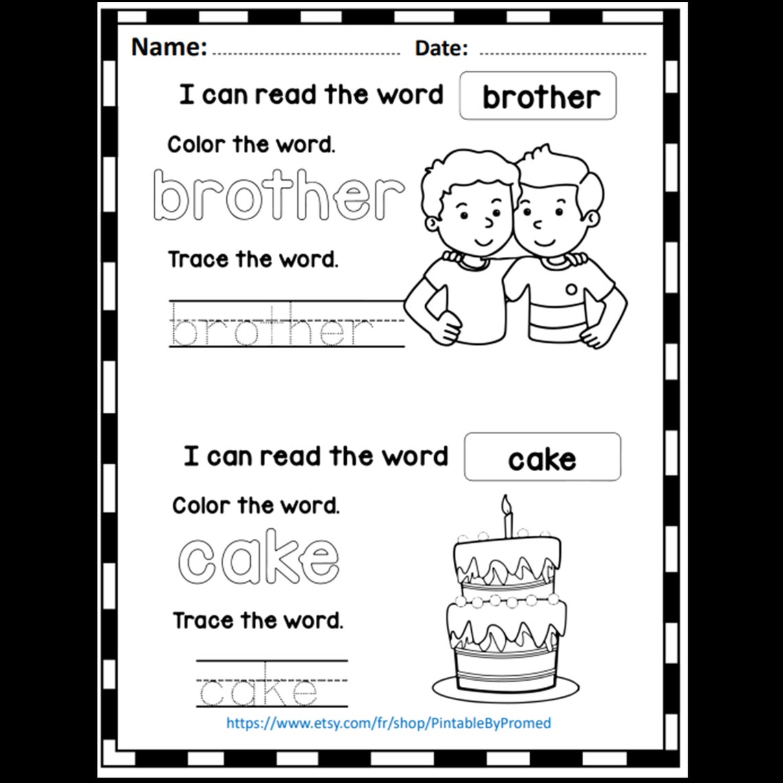 Dolch Nouns Booklet 49 Page,printable Dolch Pre-primer Sight Word ...