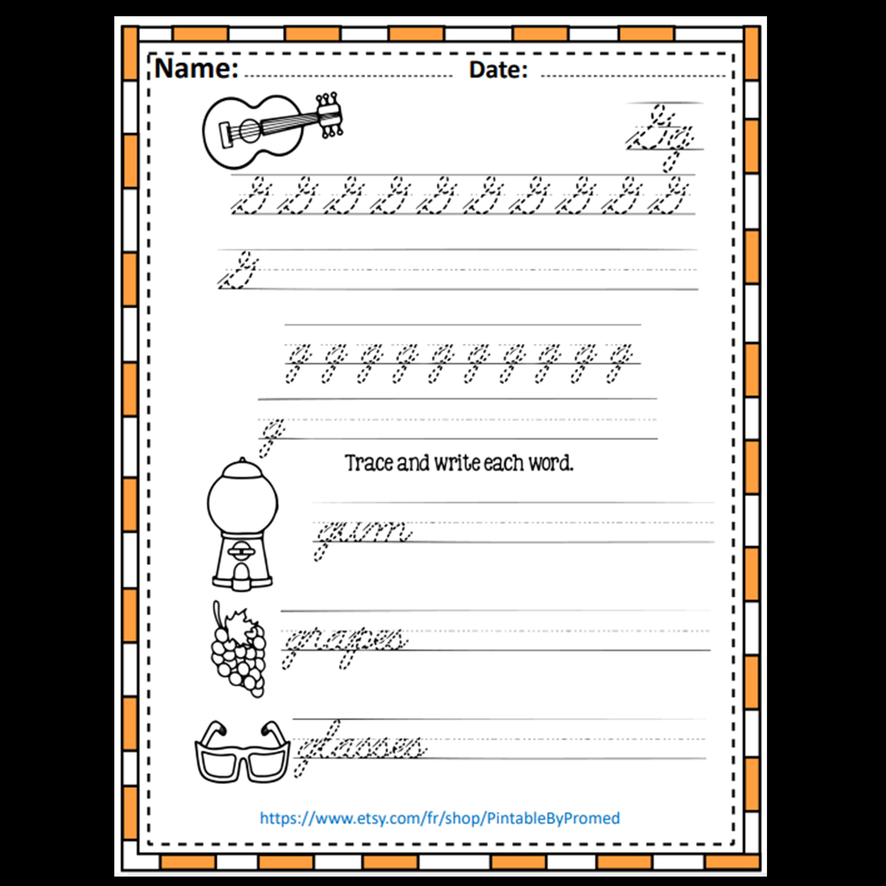 Cursive Workbook, Practice Words Handwriting Pratice, Learn to Write ...