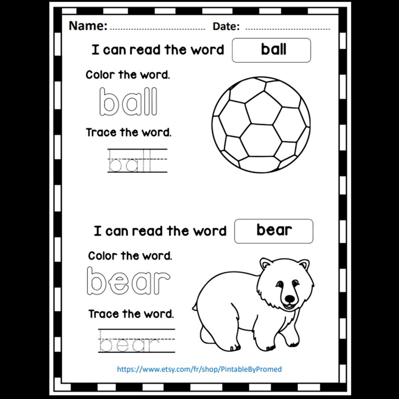 Dolch Nouns Booklet 49 Page,printable Dolch Pre-primer Sight Word ...