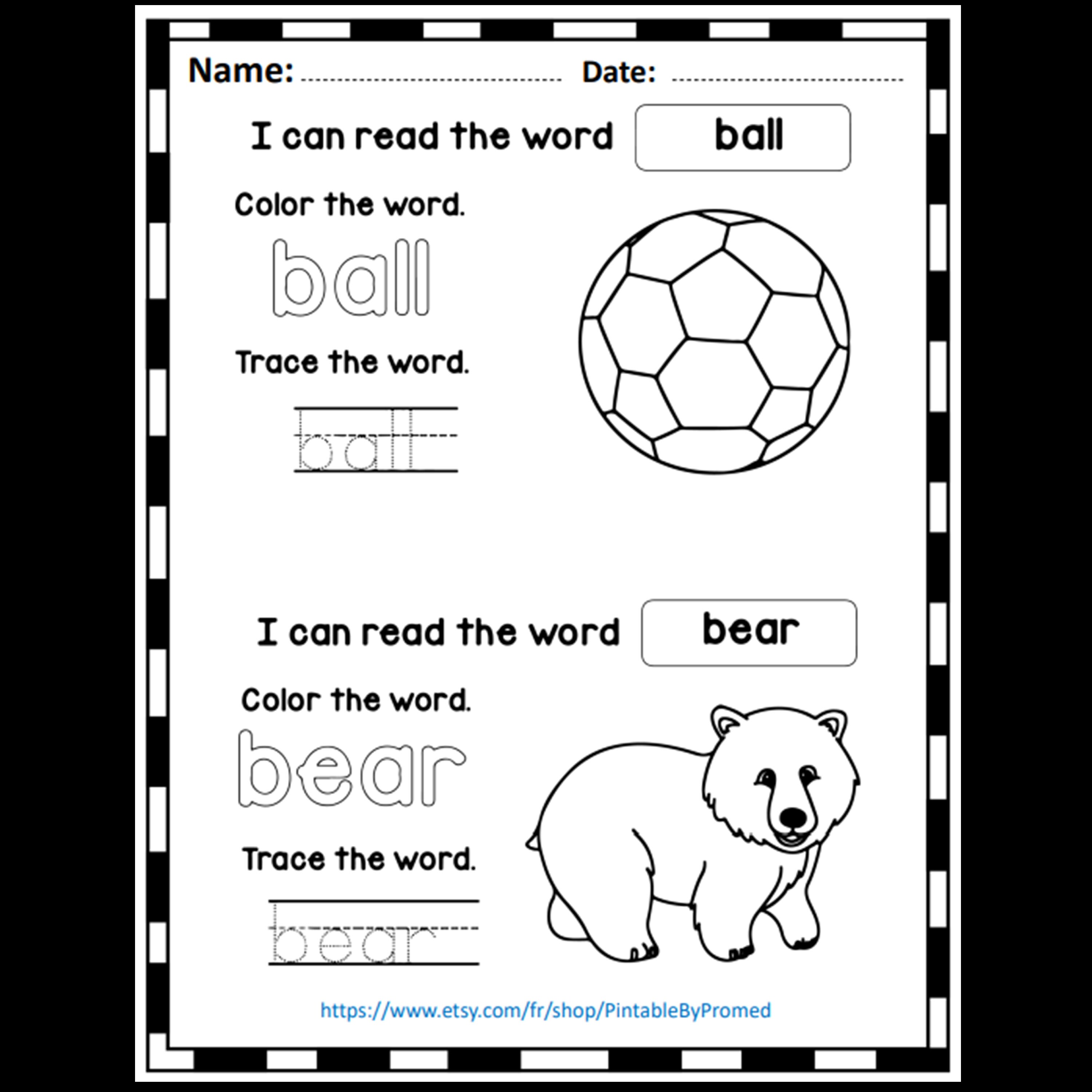 Dolch Nouns Booklet 49 Page,printable Dolch Pre-primer Sight Word ...