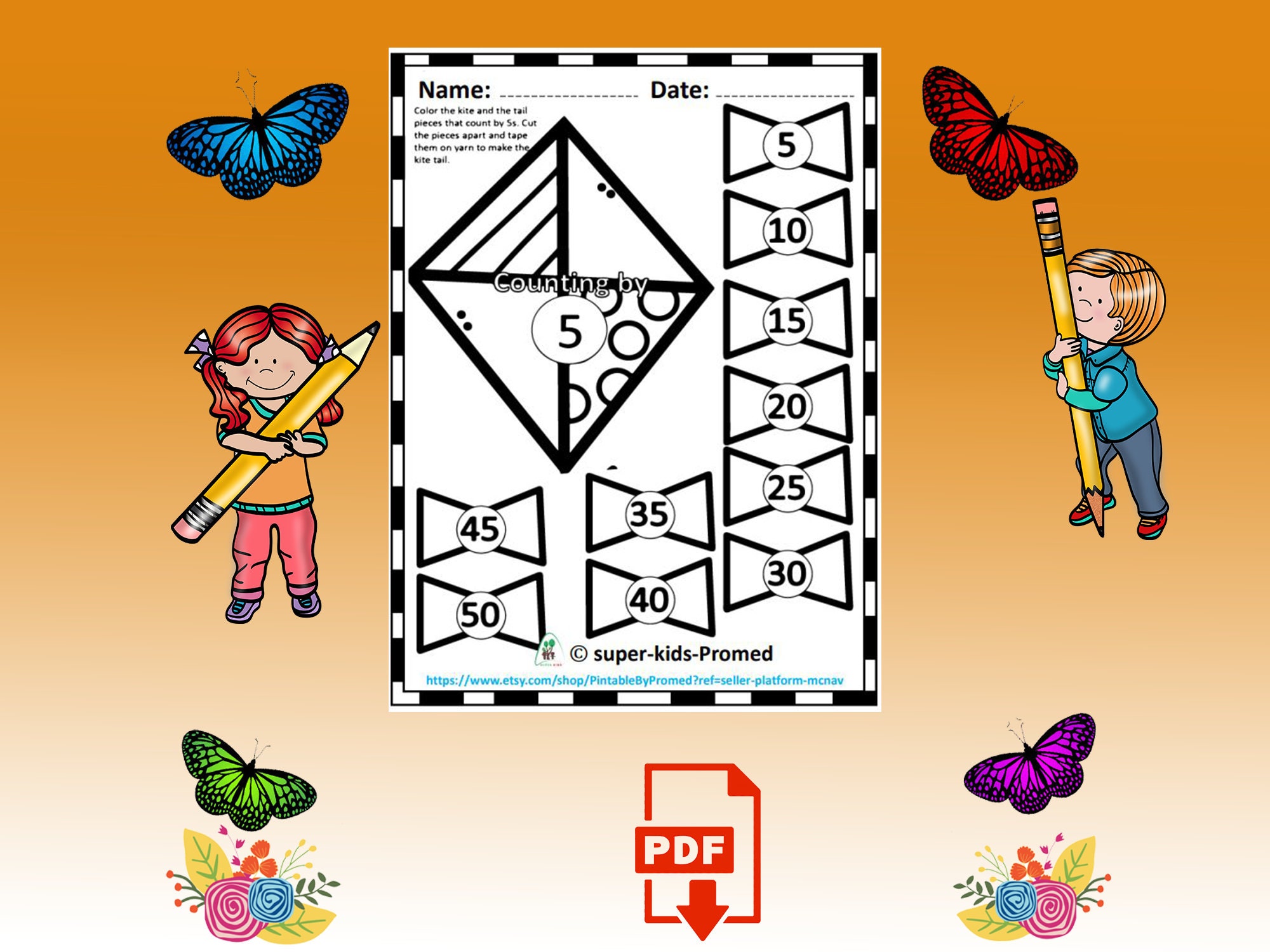 Spring Kite Kids Printable Craft Template, Creative Writing, Paper ...