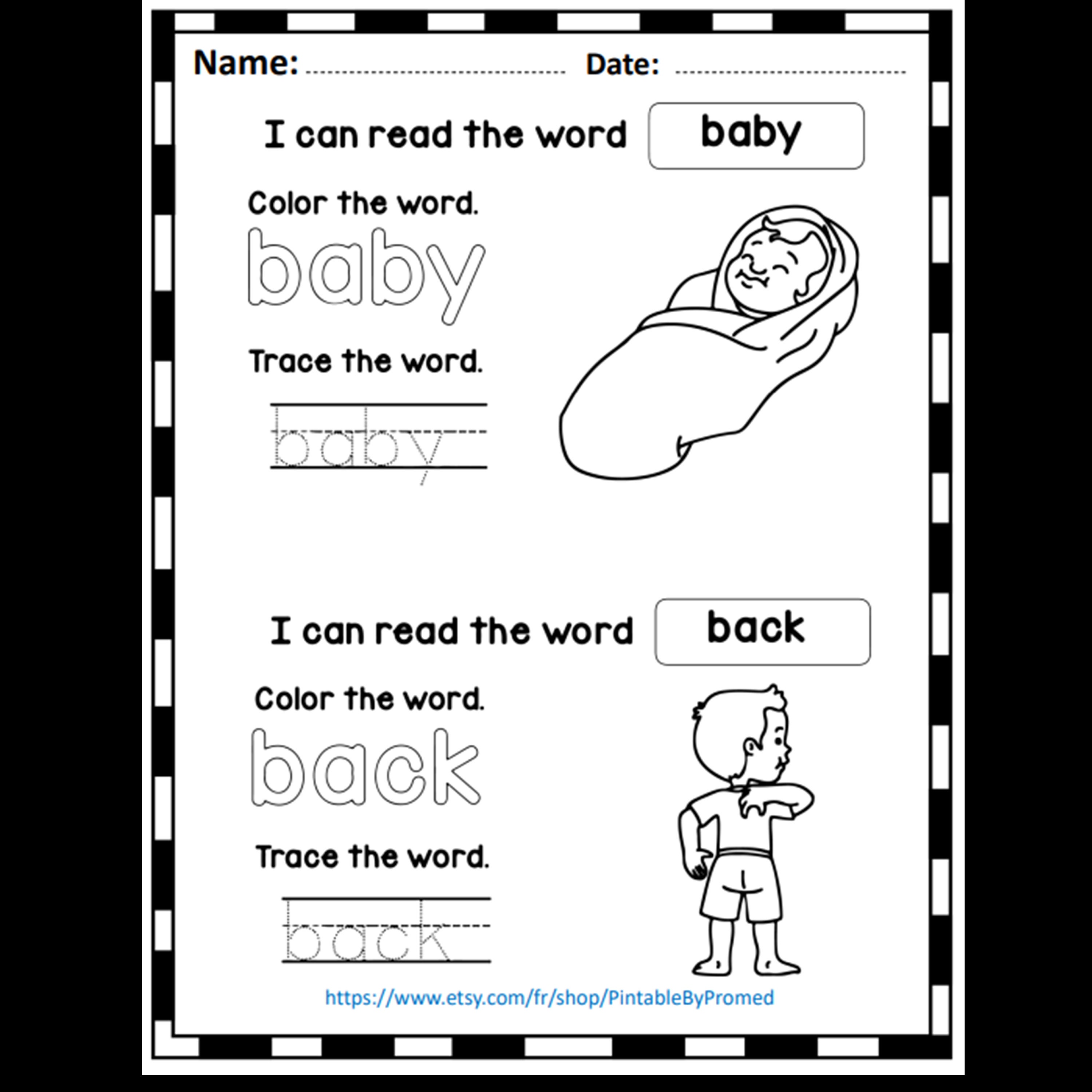 Dolch Nouns Booklet 49 Page,printable Dolch Pre-primer Sight Word ...