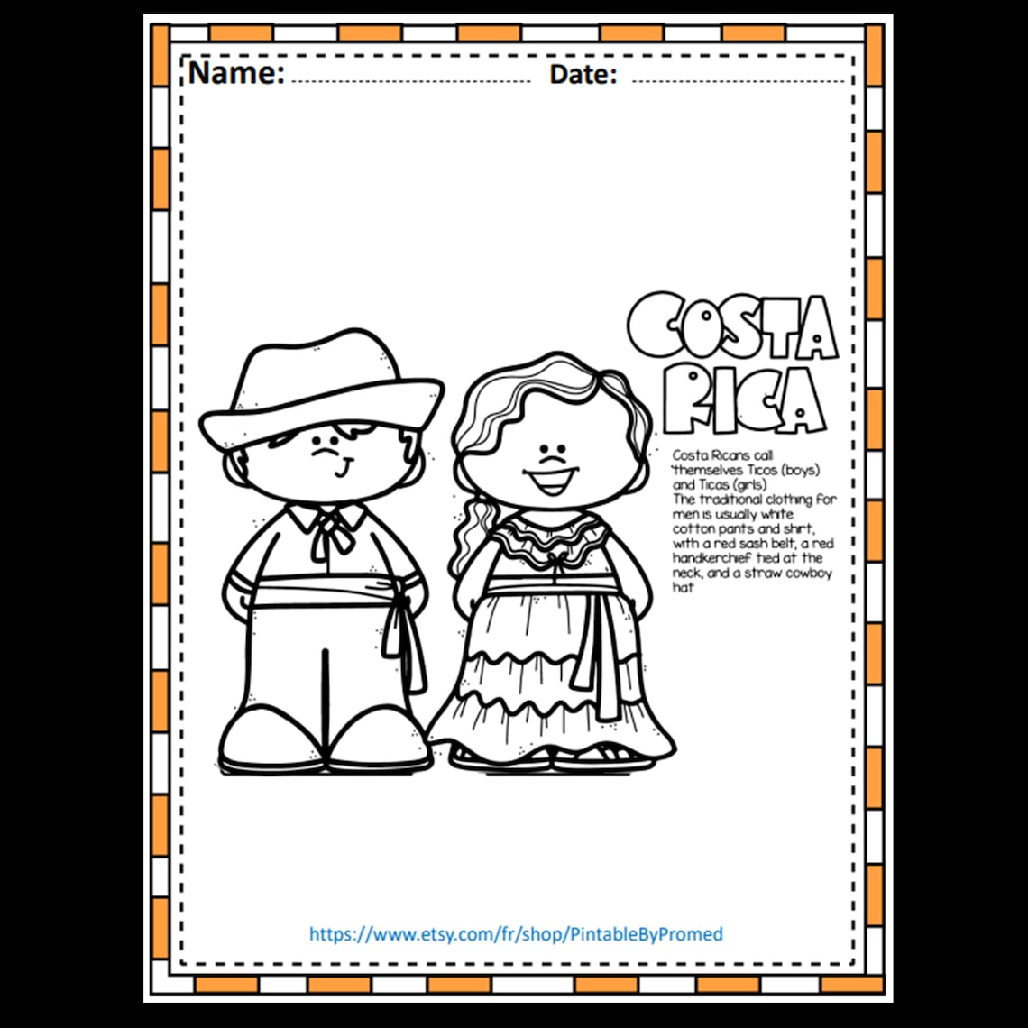 Costa Rica Coloring Pages – Read, Color, and Learn - Etsy