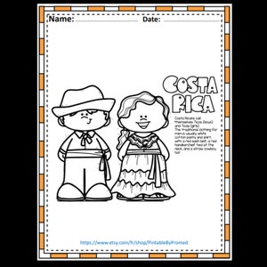 Costa Rica Coloring Pages – Read, Color, and Learn - Etsy