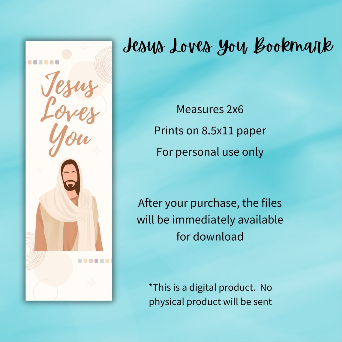 Jesus Loves You, Printable Bookmark, Digital, Christian, Religious ...